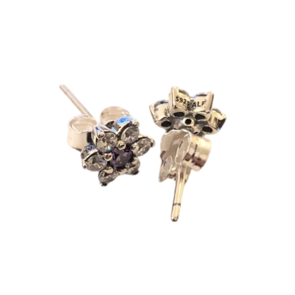 Pandora | Jewelry | Pandora Forget Me Not Flower Stud Earrings W Dust ...